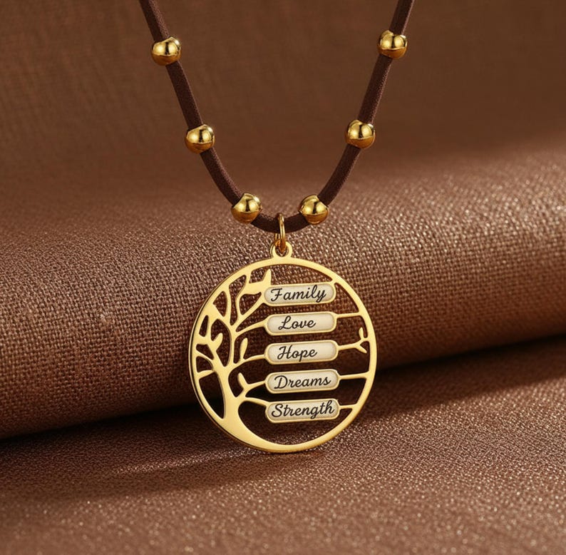 Personalized Family Tree Necklace, Custom Engraved Names, Stainless ...