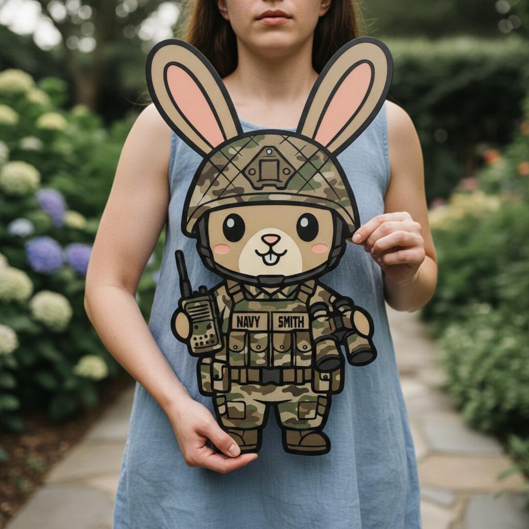 Custom Navy Bunny Metal Wall Art, Personalized Military Rabbit Sign ...