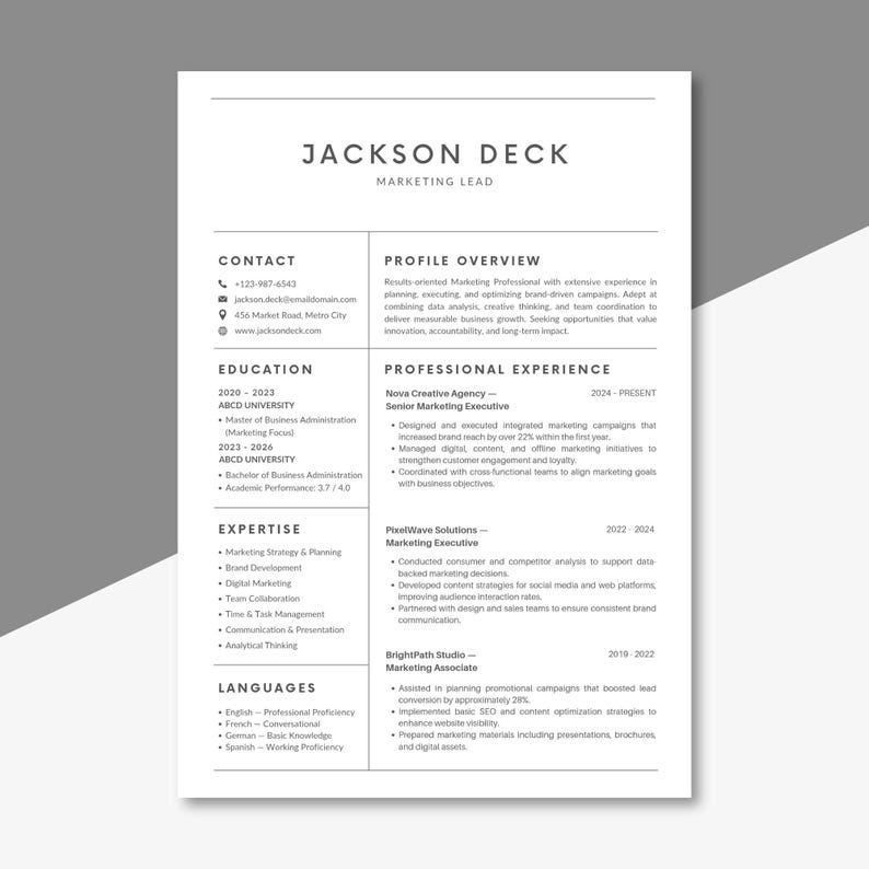Resume Template Canva With Cover Letter and Reference, ATS Compatible ...