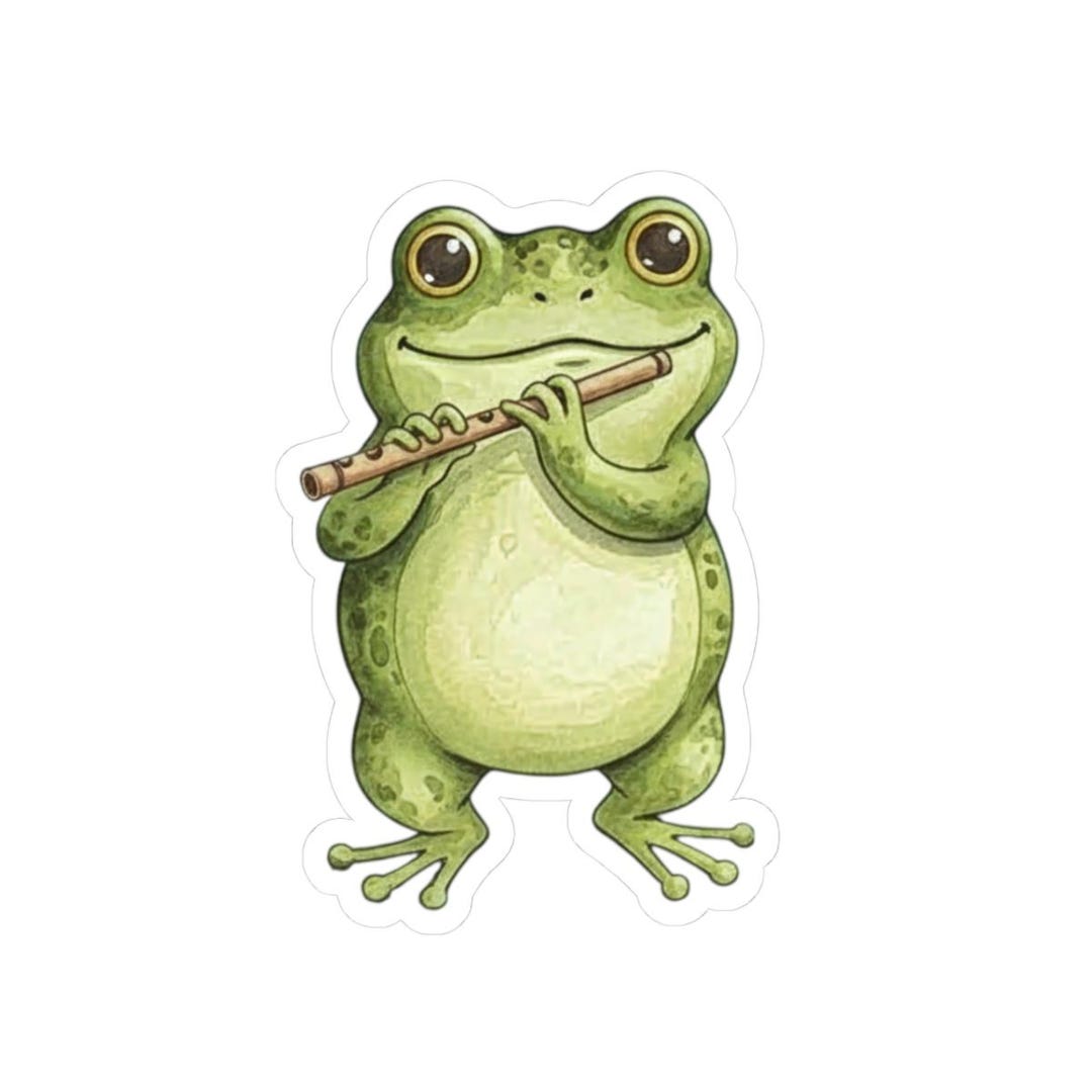 Flute-playing Frog Sticker | Kiss-cut Sticker - Etsy