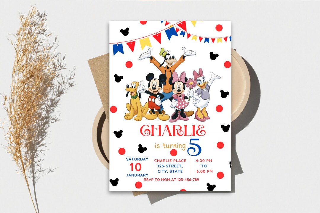 Editable Mickey Mouse Clubhouse Birthday Invitation Template, Kids ...