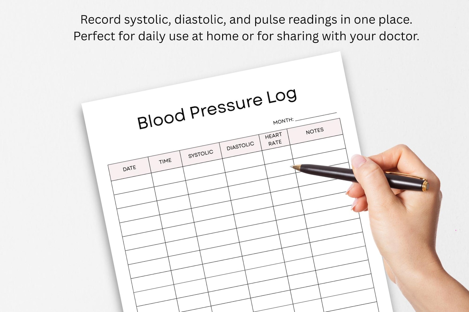 Blood Pressure Log Printable PDF & Canva Editable | BP Tracker ...