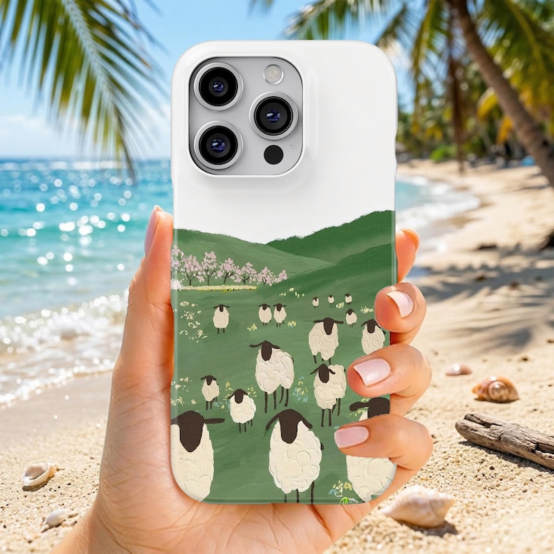 Grassland Sheep Herd Phone Case, Farm Animals Cover, Playful ...