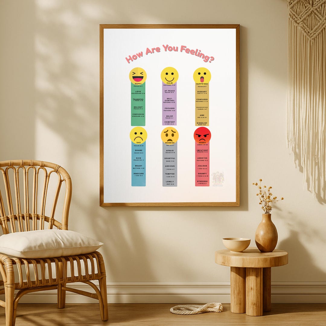 Christian Feelings Chart for Girls Printable | Kids Bible Verse ...