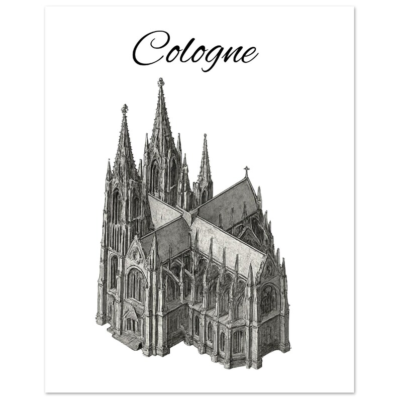 Cologne Cathedral Poster, Wall Art for Home, Gothic Vintage Style ...