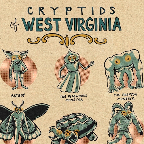 Famous Cryptids of West Virginia Print - Etsy Famous Cryptids of West Virginia Print - Etsy