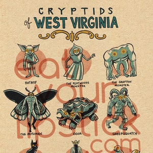 Famous Cryptids of West Virginia 11 X 14 Print - Etsy UK