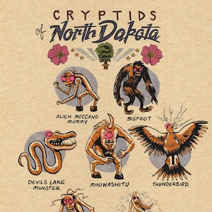 Famous Cryptids of North Dakota 11 X 14 Print - Etsy