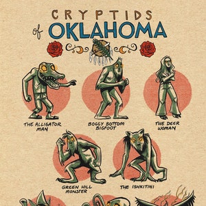Famous Cryptids of Oklahoma Print - Etsy