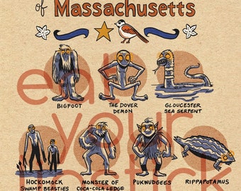 Famous Cryptids of Massachusetts Print - Etsy