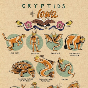 Famous Cryptids of Iowa 8 X 10 Print - Etsy