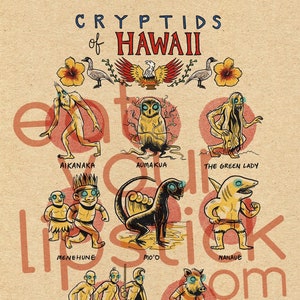 Famous Cryptids of Hawaii 5 X 7 Print - Etsy