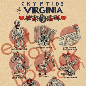 Famous Cryptids of Virginia 5 X 7 Print - Etsy