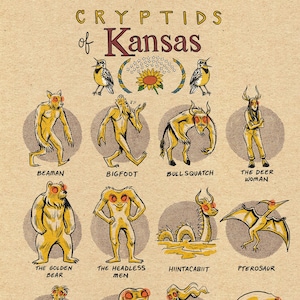 Famous Cryptids of Kansas 11 X 14 Print - Etsy