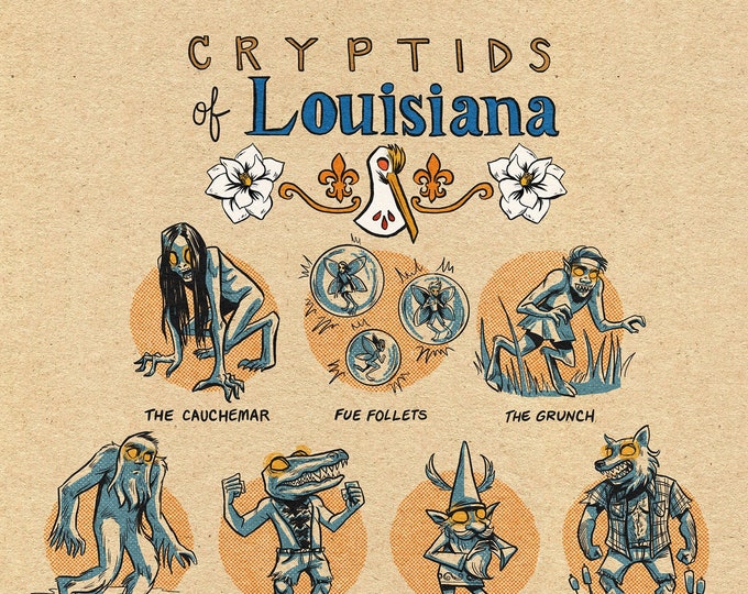 Famous Cryptids of Louisiana 11x14 Print - Etsy