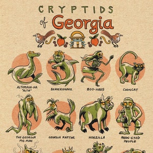 Famous Cryptids of Georgia Print - Etsy
