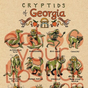 Famous Cryptids of Georgia 11 X 14 Print - Etsy