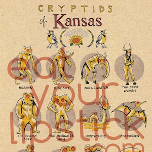 Famous Cryptids of Kansas 5 X 7 Print - Etsy