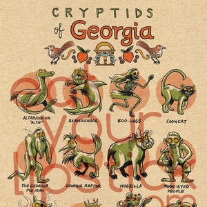 Famous Cryptids of Georgia Print - Etsy