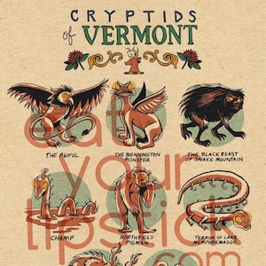 Famous Cryptids of Vermont 5 X 7 Print - Etsy