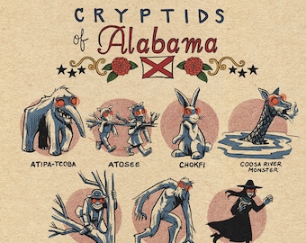 Famous Cryptids of Alabama Print - Etsy