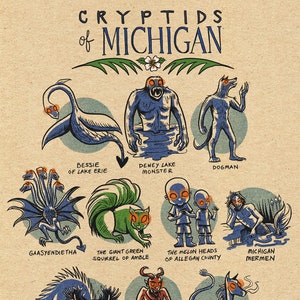 Famous Cryptids of Michigan 11 X 14 Print - Etsy