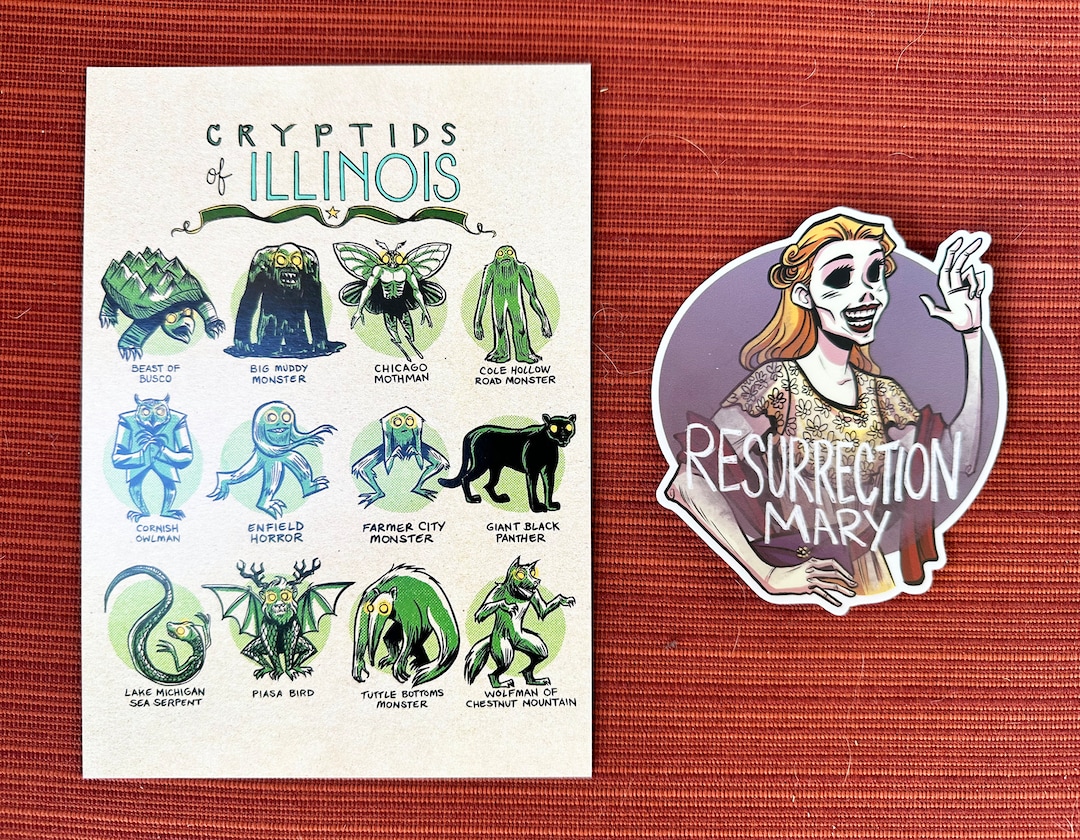 Illinois Cryptids 5 X 7 Print & Resurrection Mary Sticker - Etsy