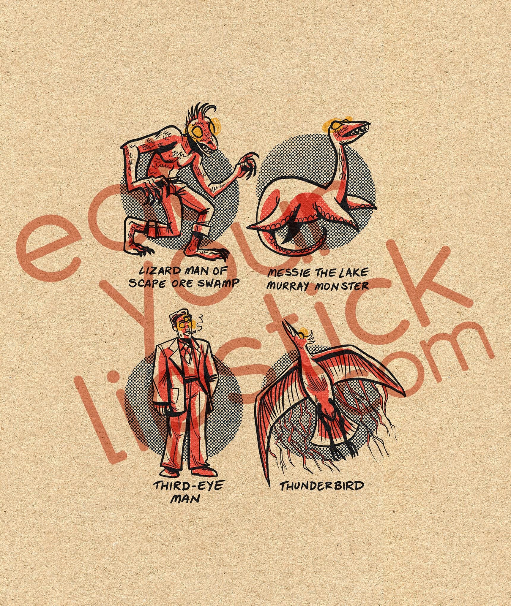 Famous Cryptids of South Carolina Print - Etsy