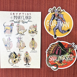 Cryptids of Maryland GIFT SET: 5 X 7 Print & 2 Stickers Set - Etsy
