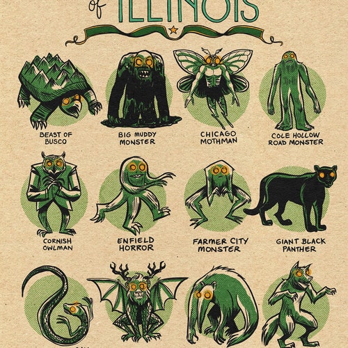 Famous Cryptids of Pennsylvania Print - Etsy
