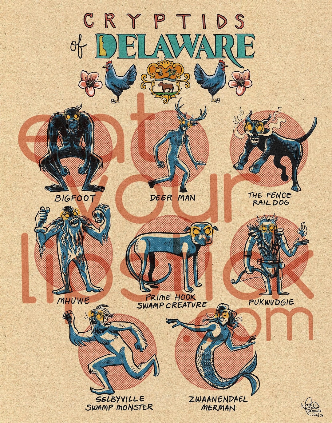 Famous Cryptids of Delaware 5 X 7 Print - Etsy