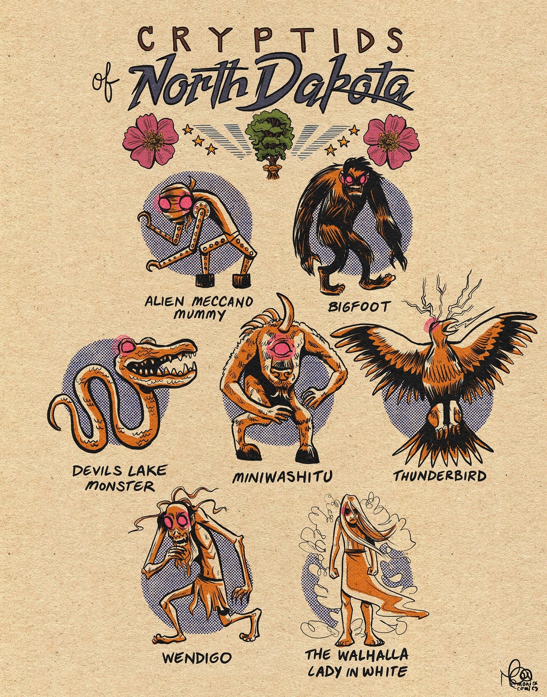 Famous Cryptids of North Dakota 11 X 14 Print - Etsy