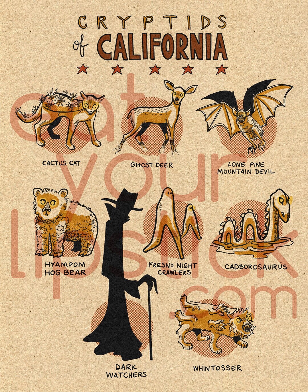 Famous Cryptids of California 11 X 14 Print - Etsy