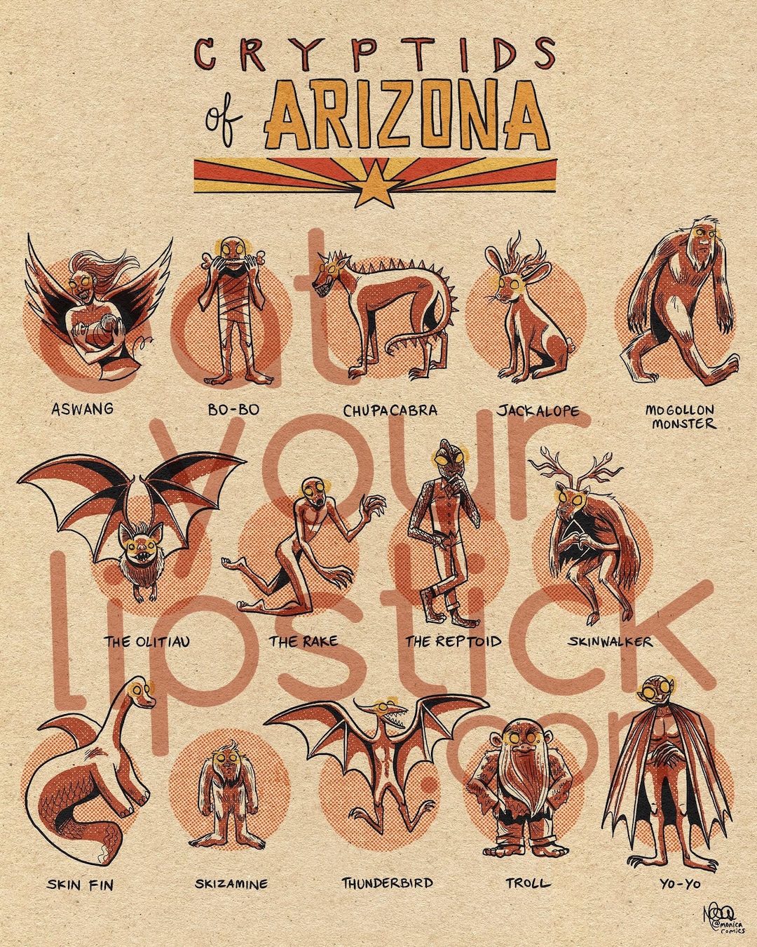 Famous Cryptids of Arizona Print - Etsy