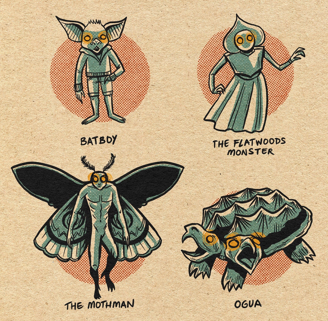 Famous Cryptids of West Virginia Print - Etsy