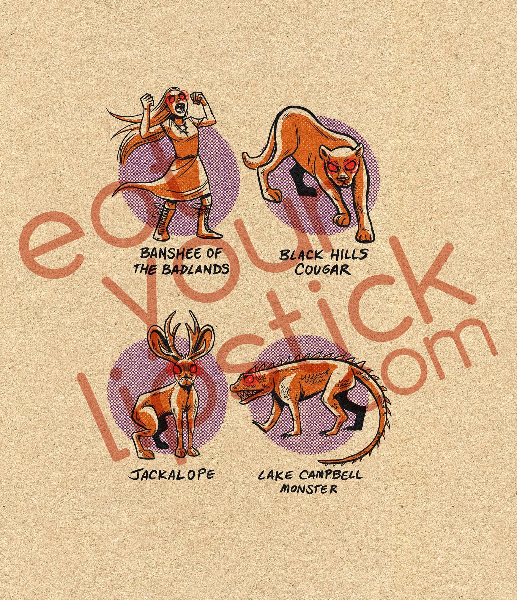 Famous Cryptids of South Dakota Print - Etsy