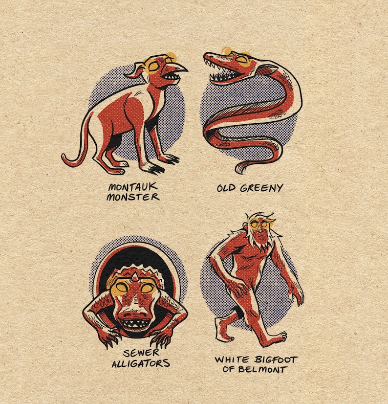 Famous Cryptids Of New York 11 X 14 Print Etsy