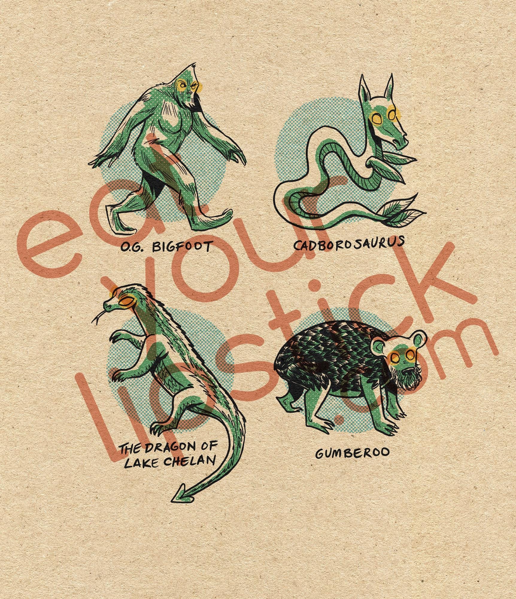 Famous Cryptids of Washington Print - Etsy