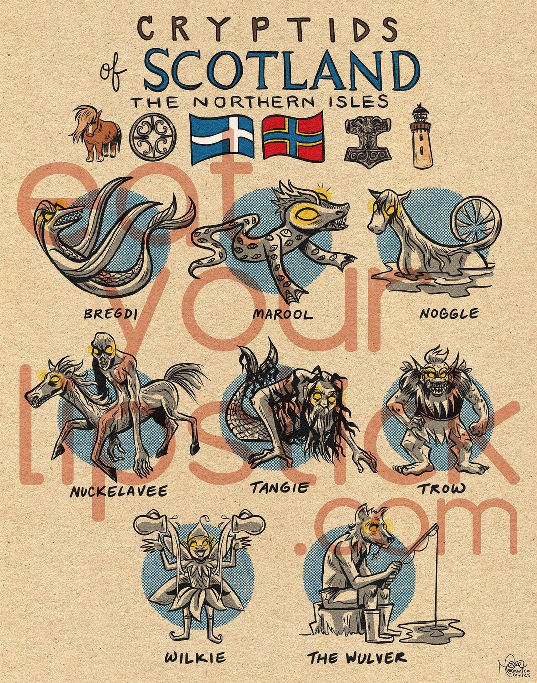 Famous Cryptids of Scotland - the Northern Isles Print - Etsy
