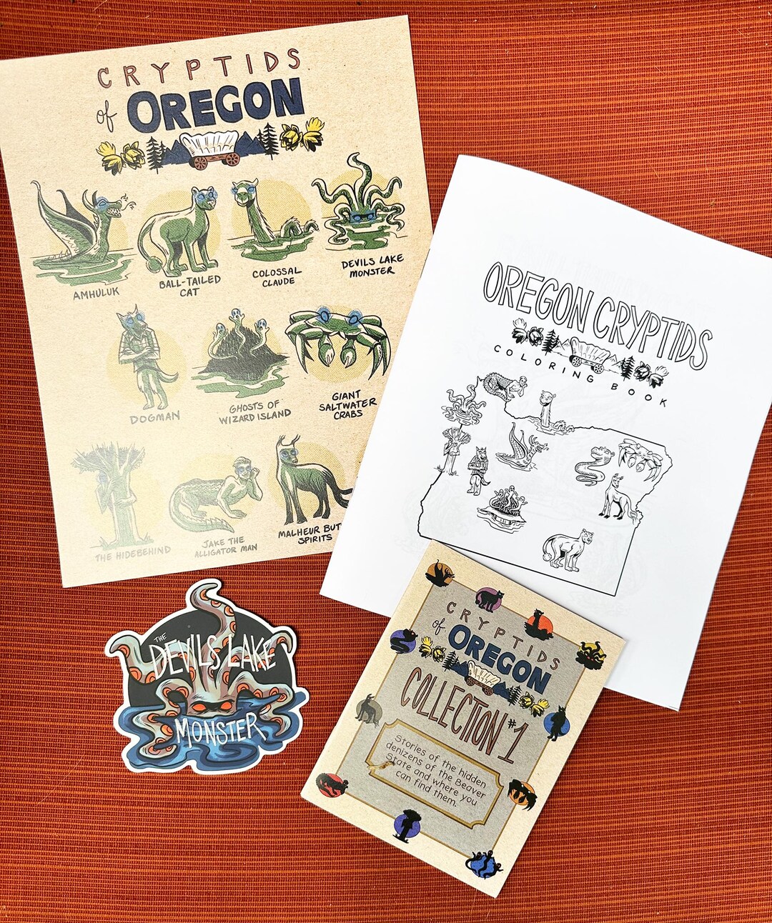 Oregon Cryptids Coloring Book, Info Booklet, 8 X 10 Print, & 1 Sticker ...