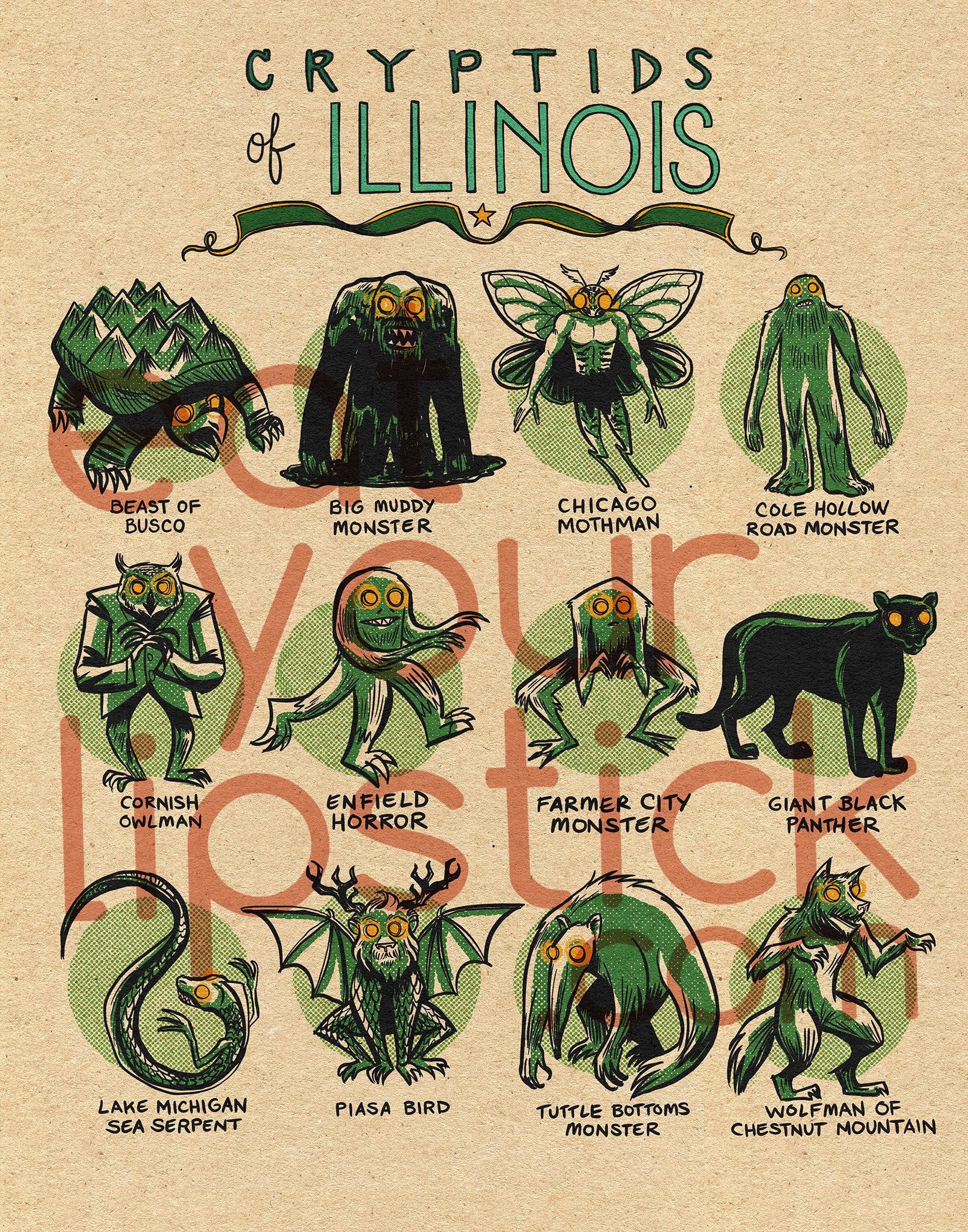 Famous Cryptids of Illinois 5 X 7 Print - Etsy