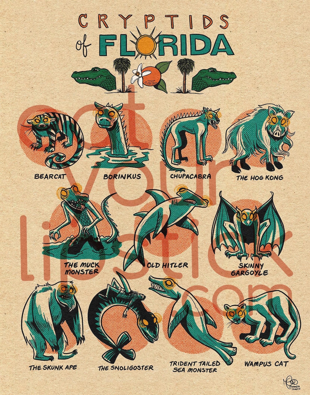 Famous Cryptids of Florida Print - Etsy