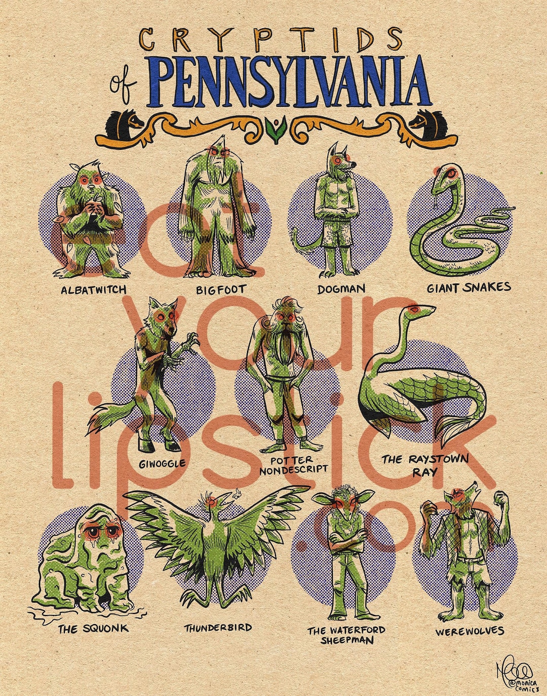 Famous Cryptids of Pennsylvania 11 X 14 Print - Etsy