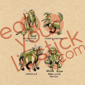 Famous Cryptids of Georgia Print - Etsy