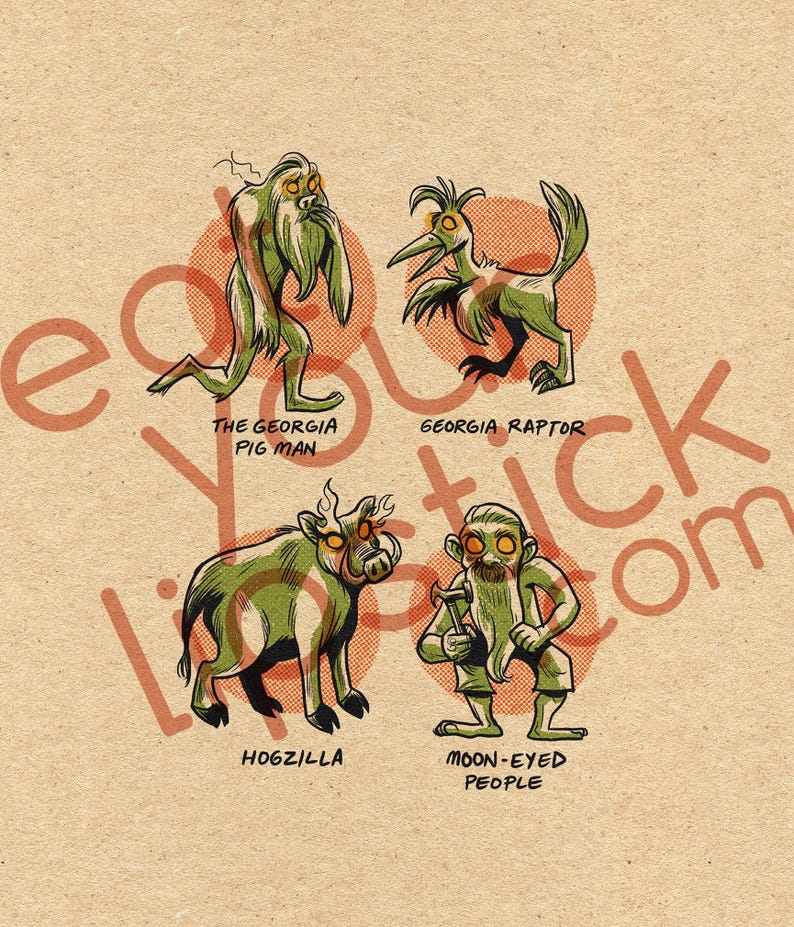 Famous Cryptids of Georgia Print - Etsy