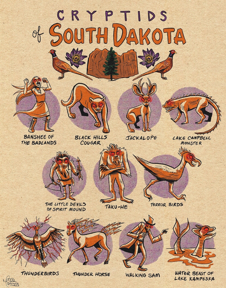 Famous Cryptids of South Dakota 5 X 7 Print - Etsy