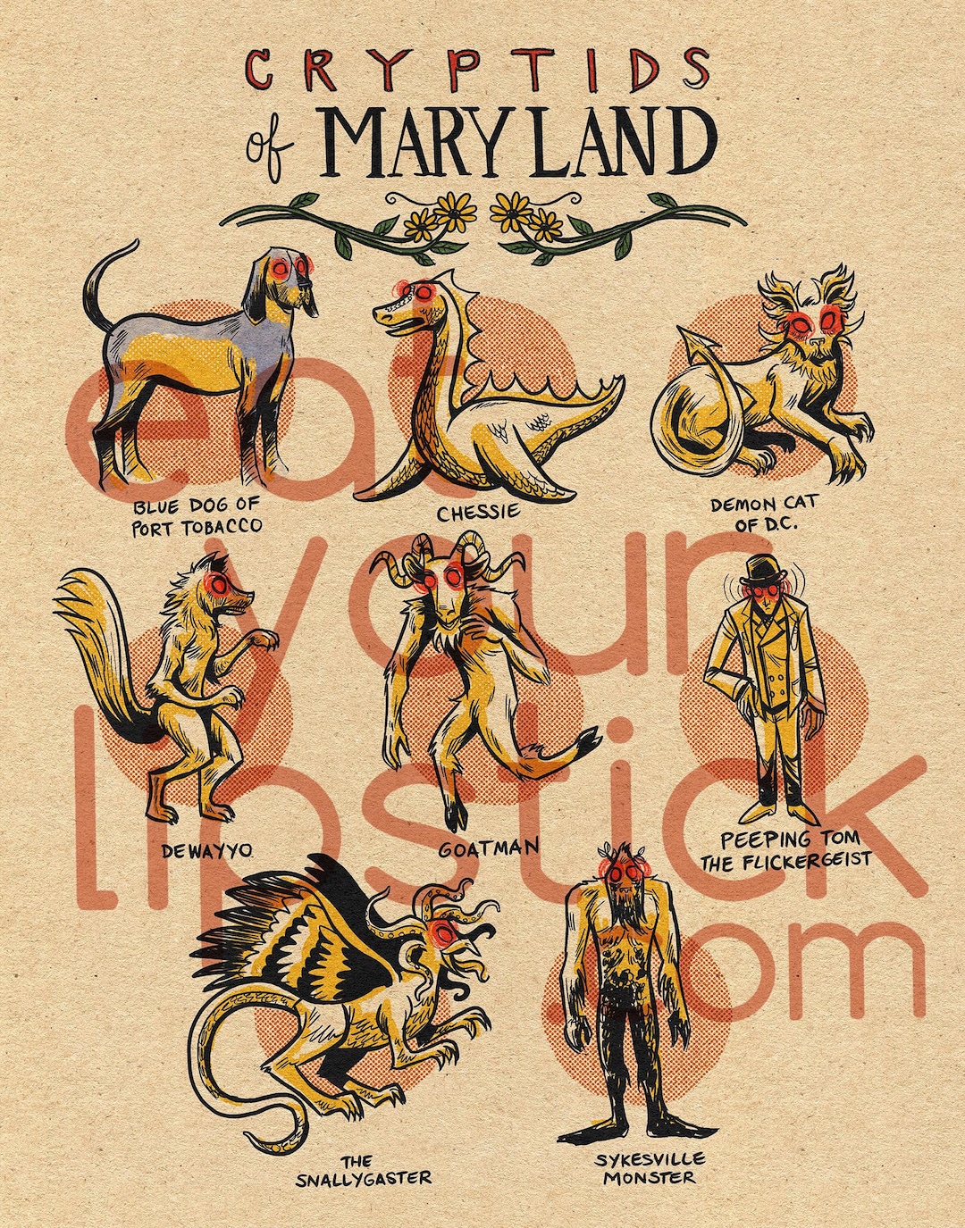 Famous Cryptids of Maryland 11 X 14 Print - Etsy