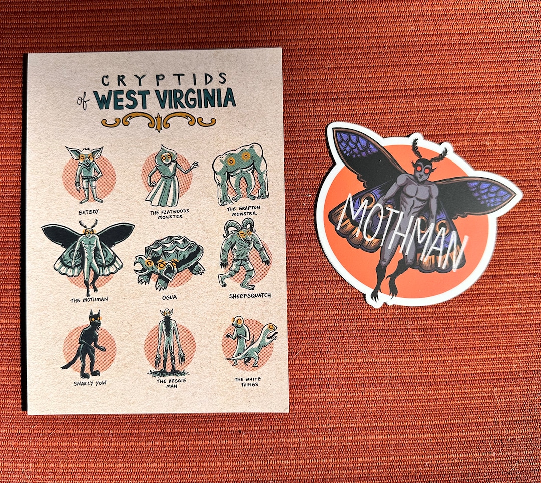West Virginia Cryptids Print & Mothman Sticker - Etsy