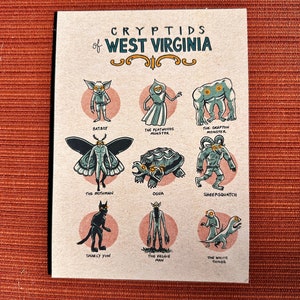 West Virginia Cryptids Print & Mothman Sticker - Etsy