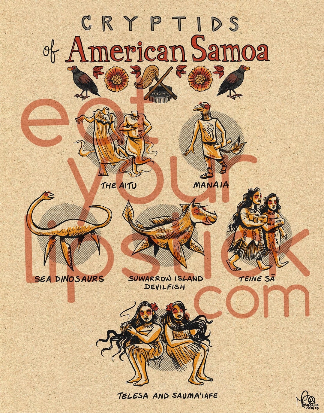 Famous Cryptids of American Samoa 11 X 14 Print - Etsy